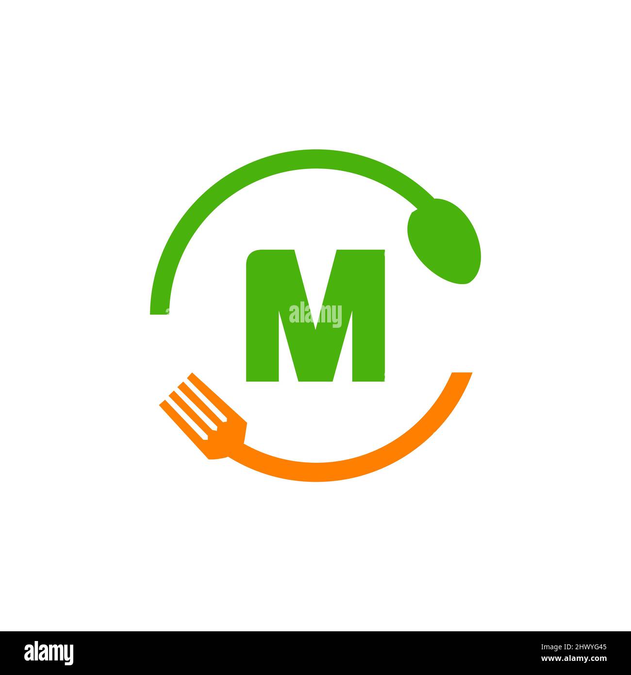 Restaurant Logo Design On Letter M With Spoon And Fork Concept Template ...