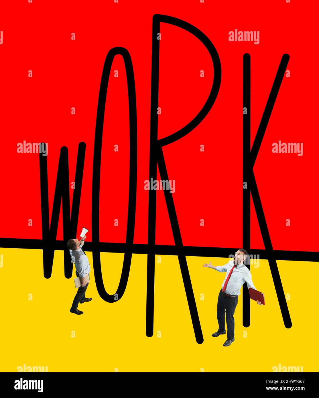 Creative colorful design. Business people, employees standing near ...