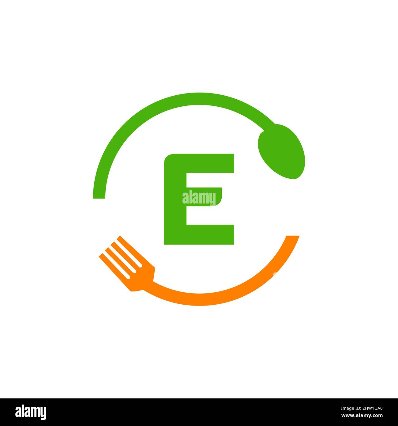 Restaurant Logo Design On Letter E With Spoon And Fork Concept Template ...