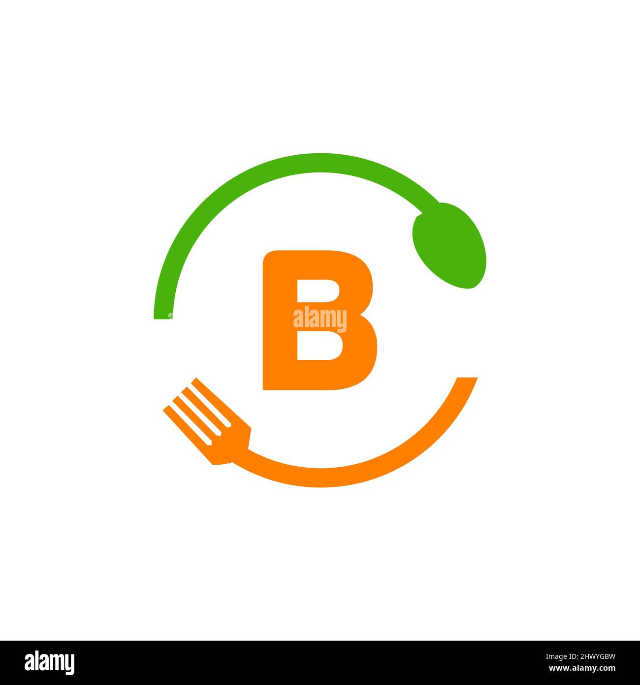 Restaurant Logo Design On Letter B With Spoon And Fork Concept Template ...