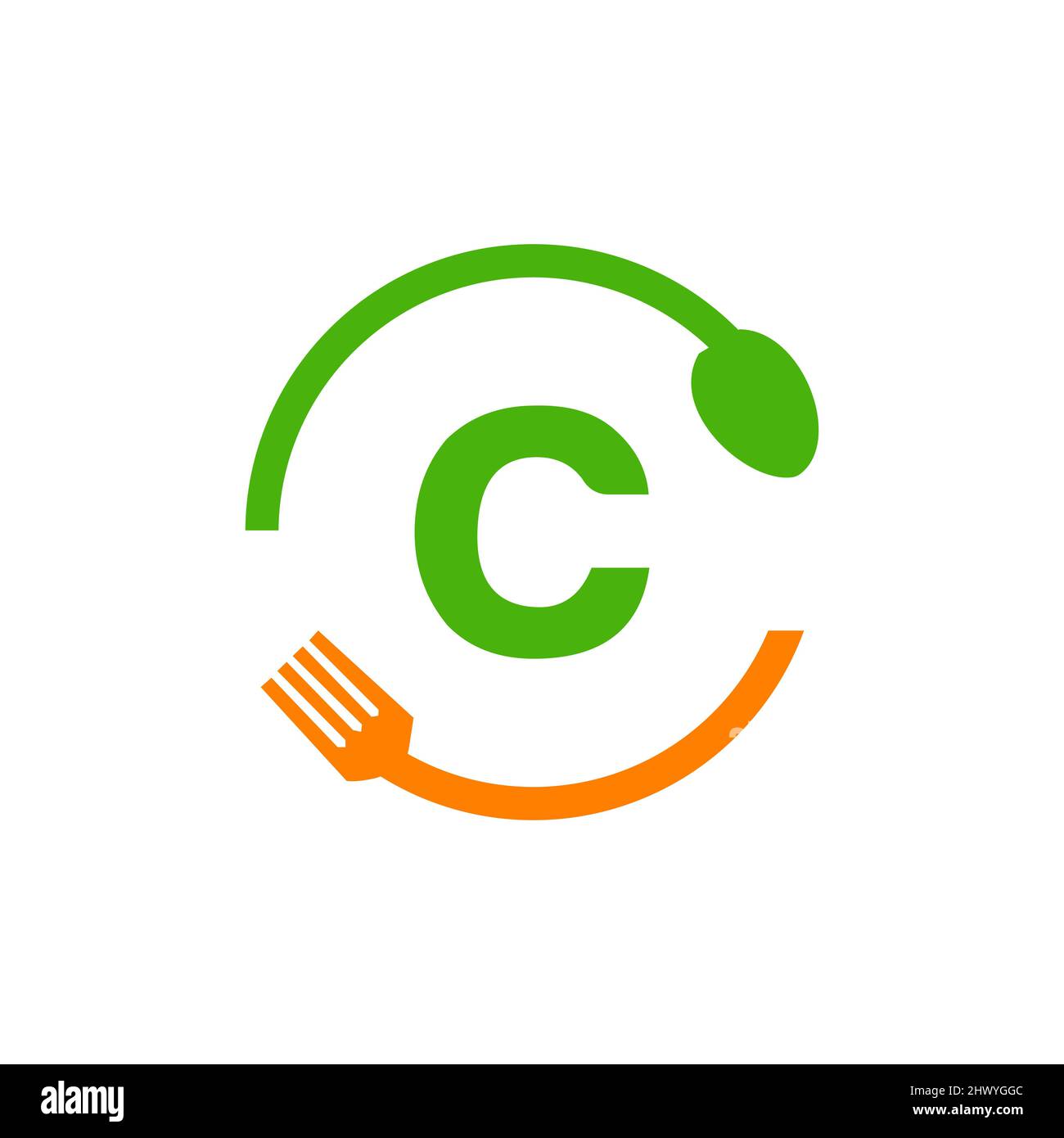 Restaurant Logo Design On Letter C With Spoon And Fork Concept Template ...