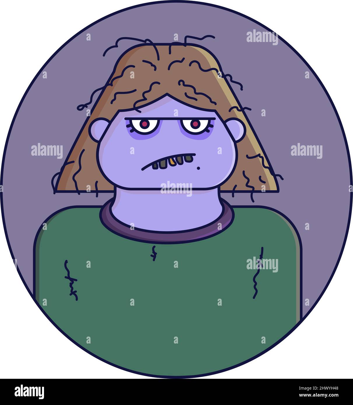Zombie facial expressions. Emotions vector flat illustration of cute ...