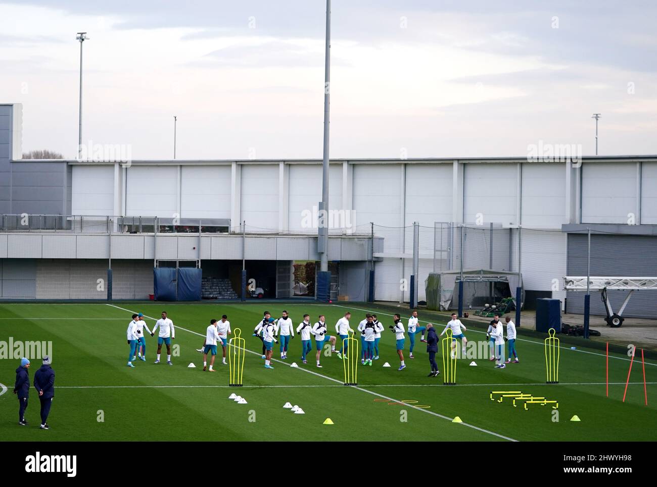 Manchester City players during a training session at the City Football ...