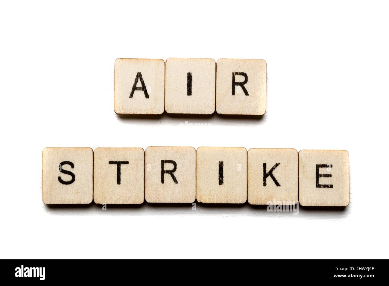 Concept on the War in Ukraine showing a sign reading Air Strike Stock ...