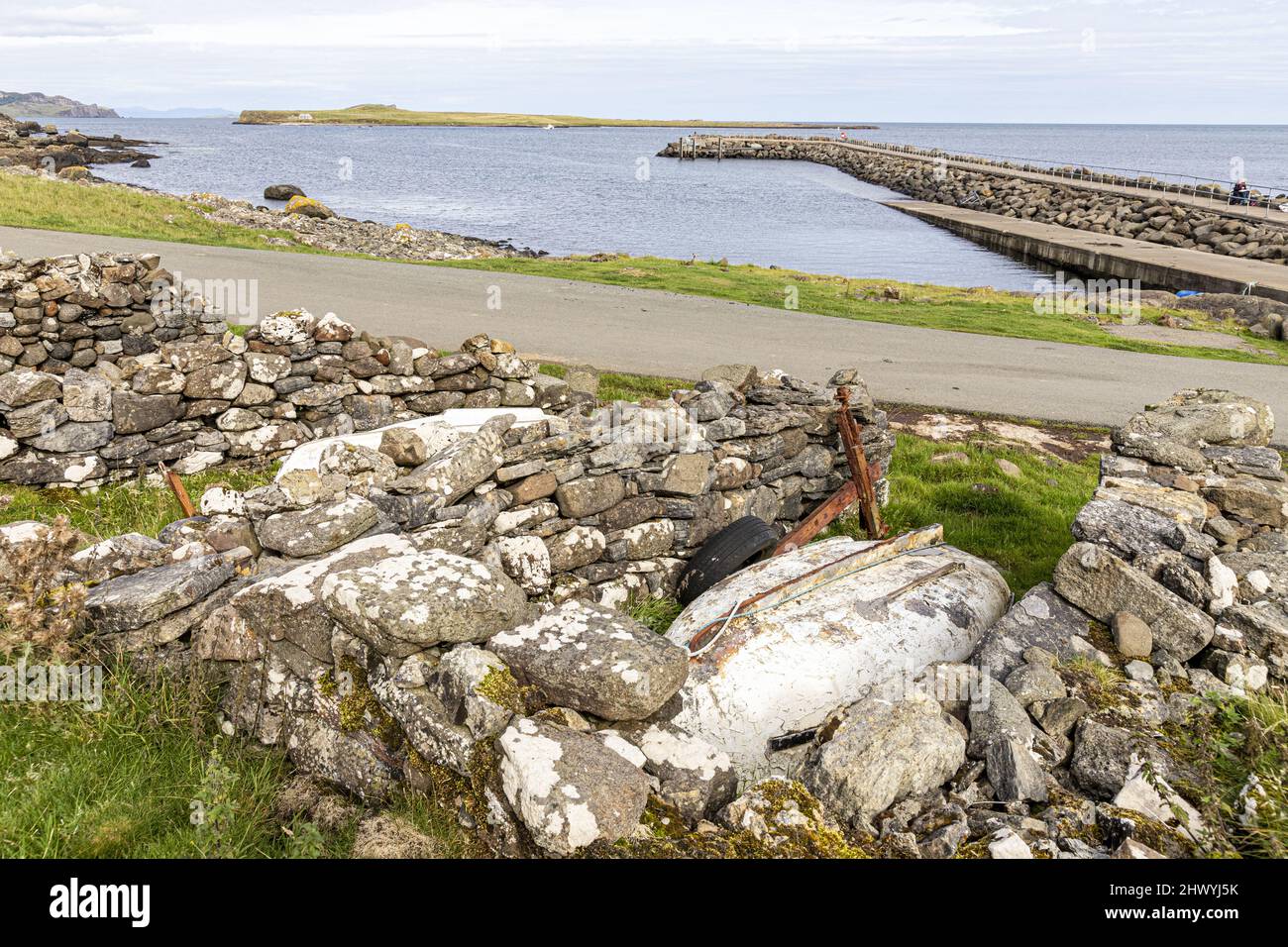 Staffin Island in Staffin Bay viewed from the slipway at Garafad on the ...