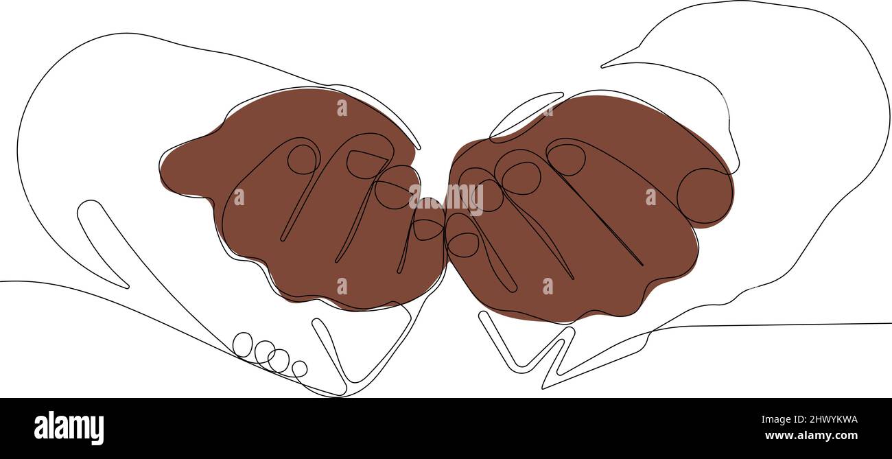 Vector line drawing hand support Cut Out Stock Images & Pictures - Alamy