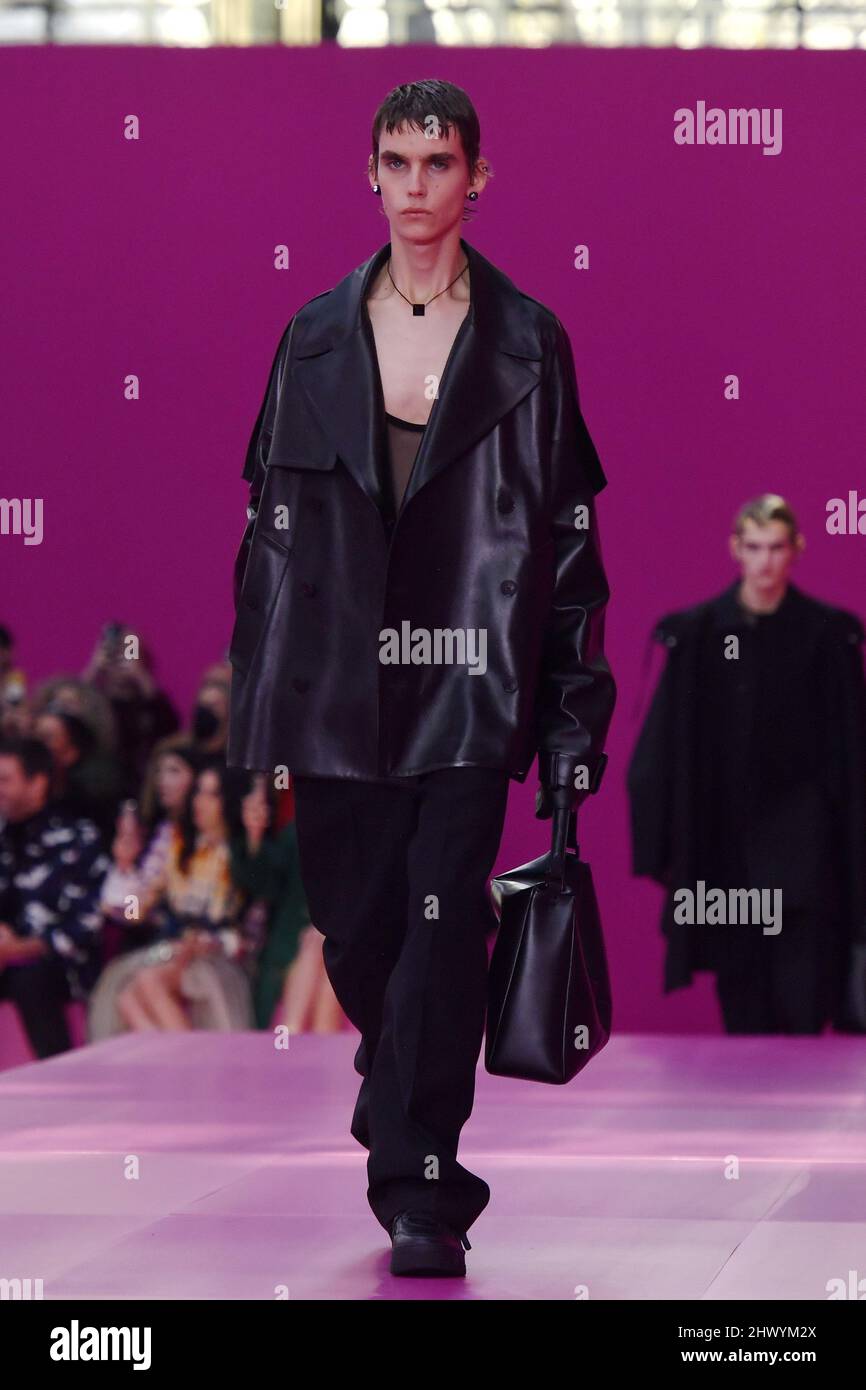 Model Frederic Bittner walks on the runway at the Valentino fashion ...