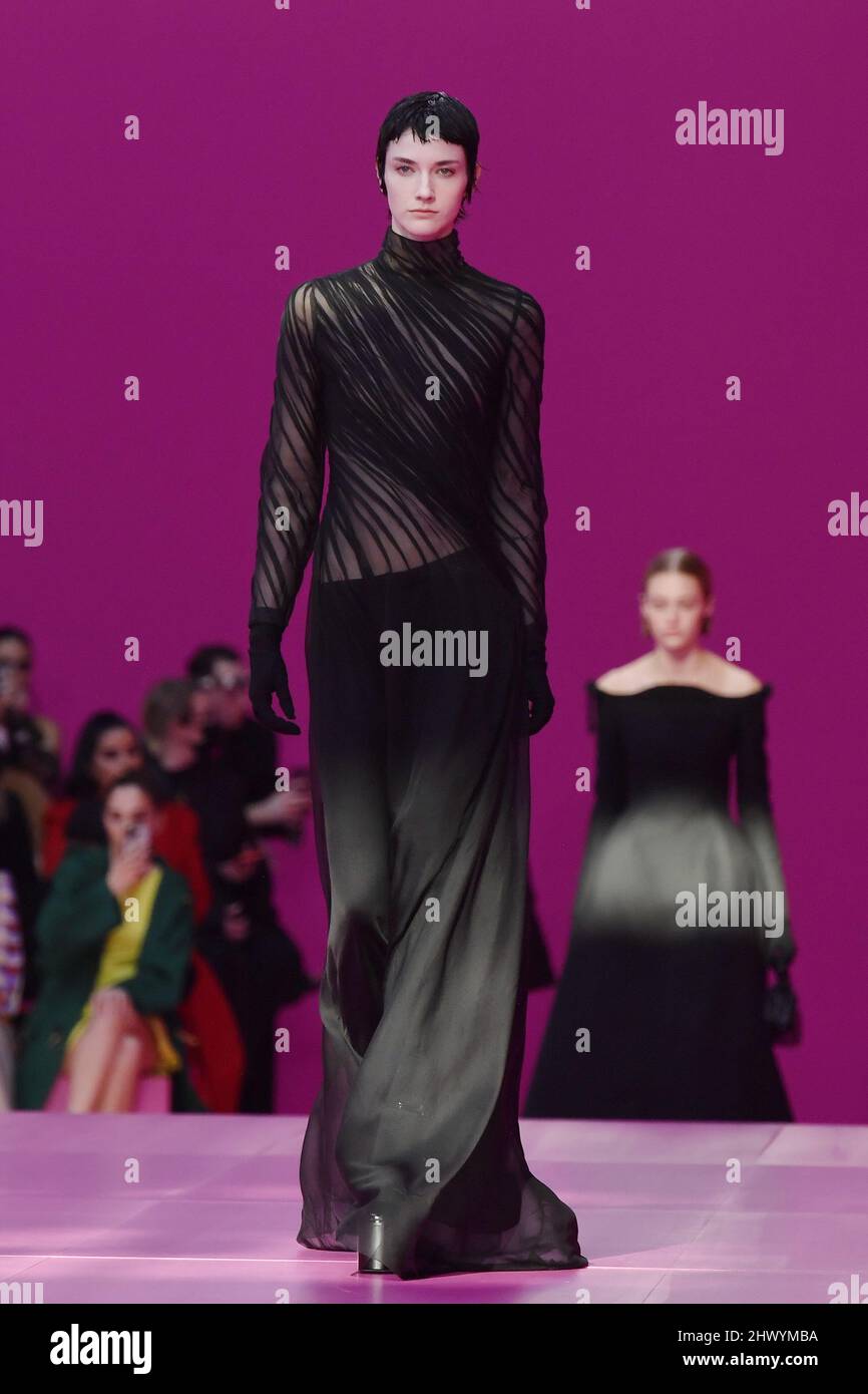 Model Emily Krause walks on the runway at the Valentino fashion show ...