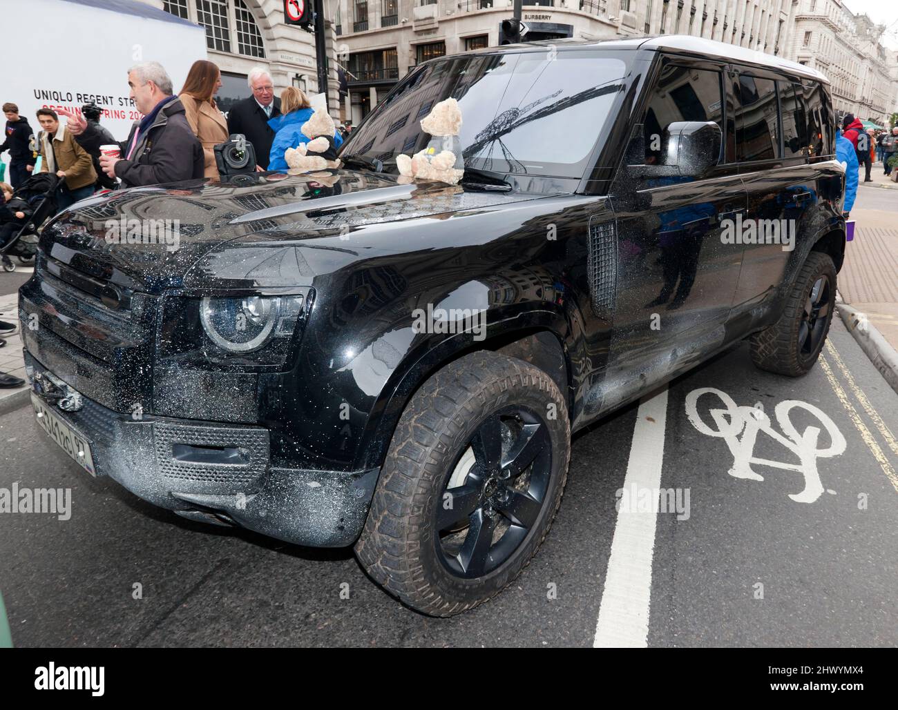 Three-quarters Front View of one of the Land Rover Defender Stunt ...