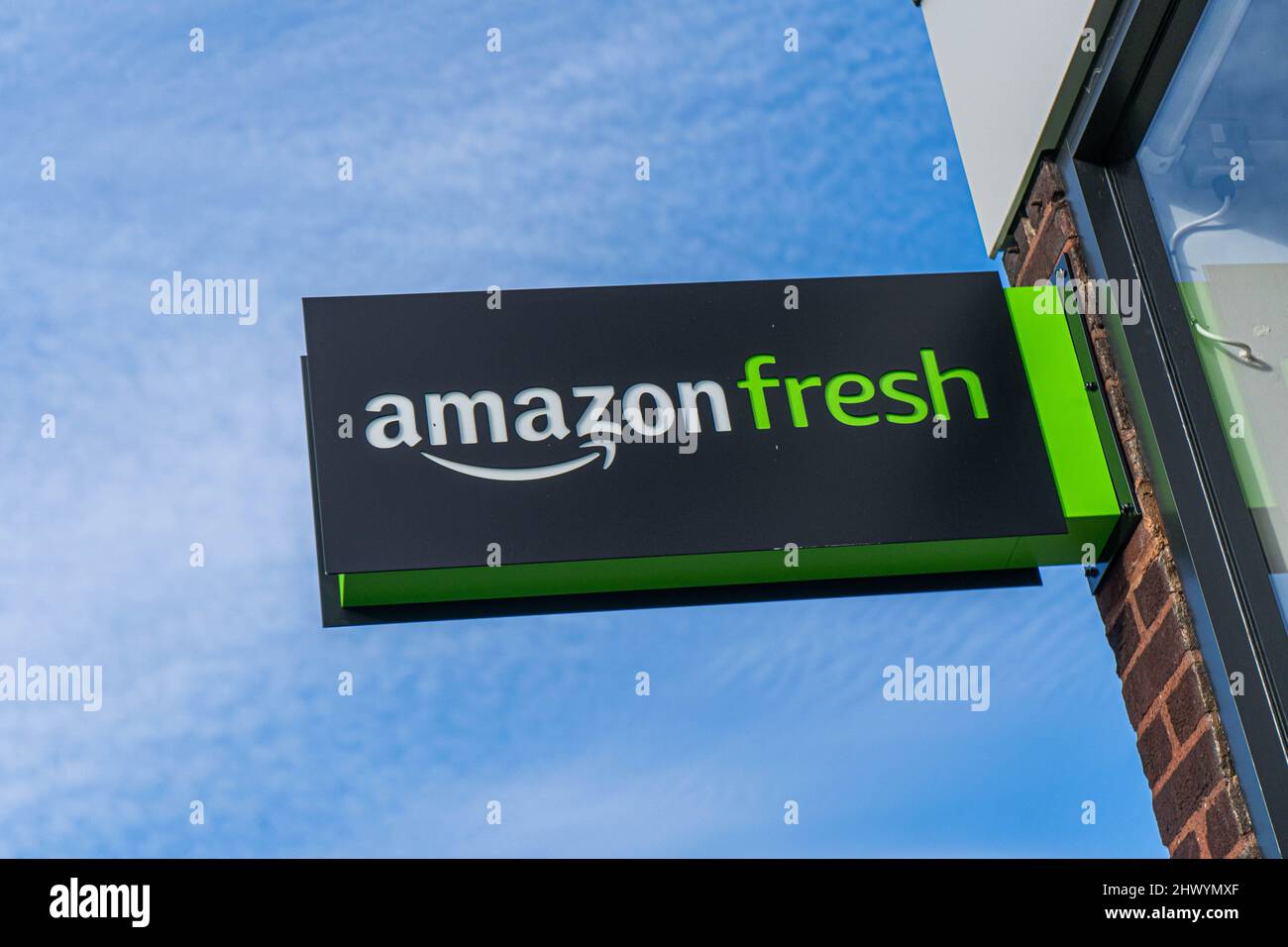 8 March 2022. Amazon Fresh signage in Richmond, London Stock Photo - Alamy