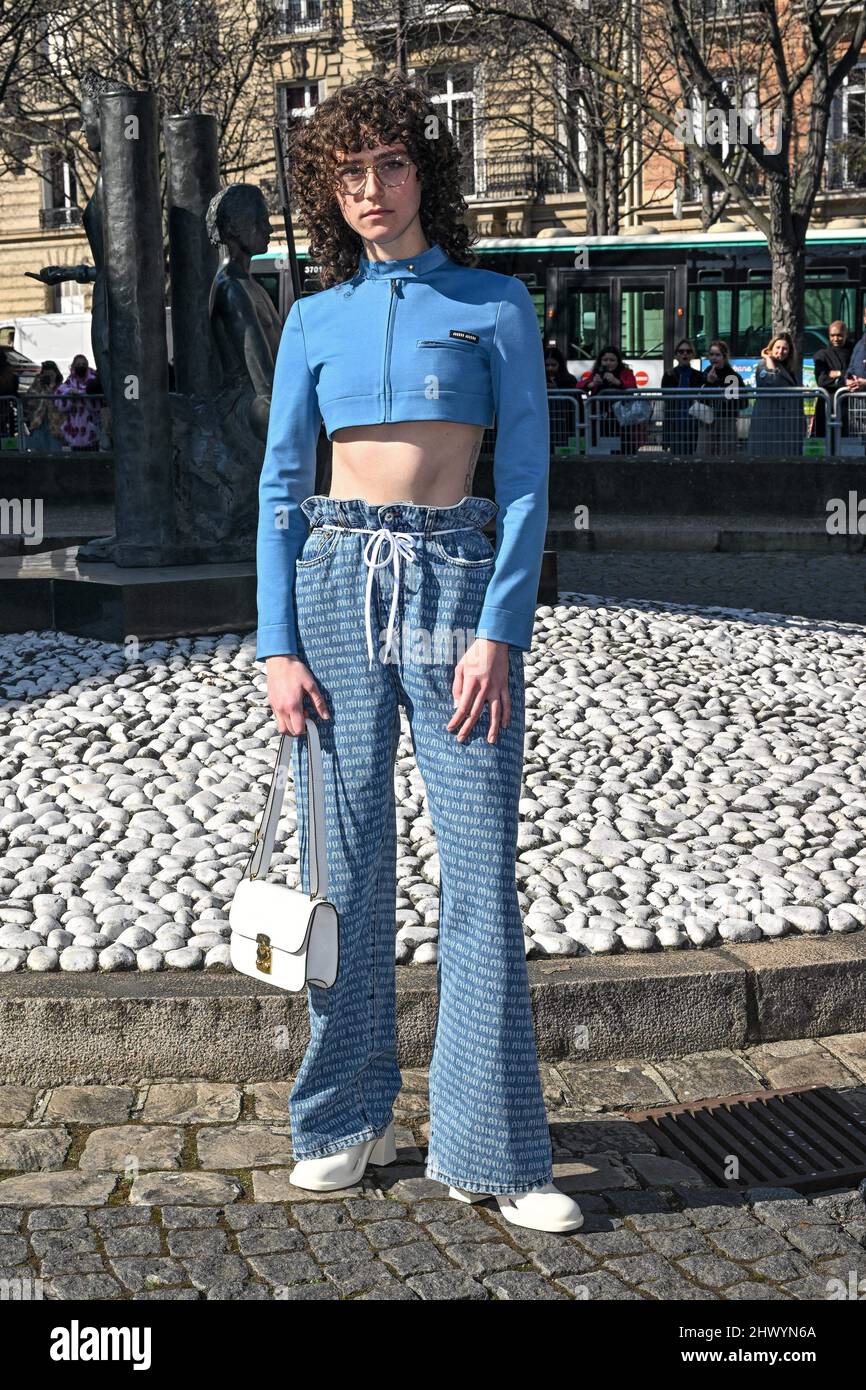 Ella Emhof attending the Miu Miu show during PFW Womenswear Fall/Winter ...