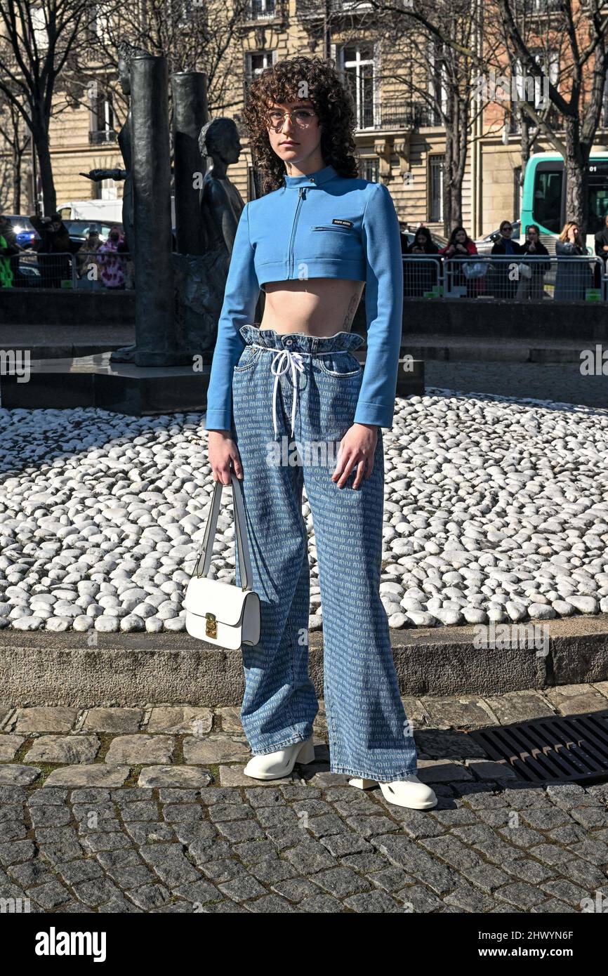 Ella Emhof attending the Miu Miu show during PFW Womenswear Fall/Winter ...