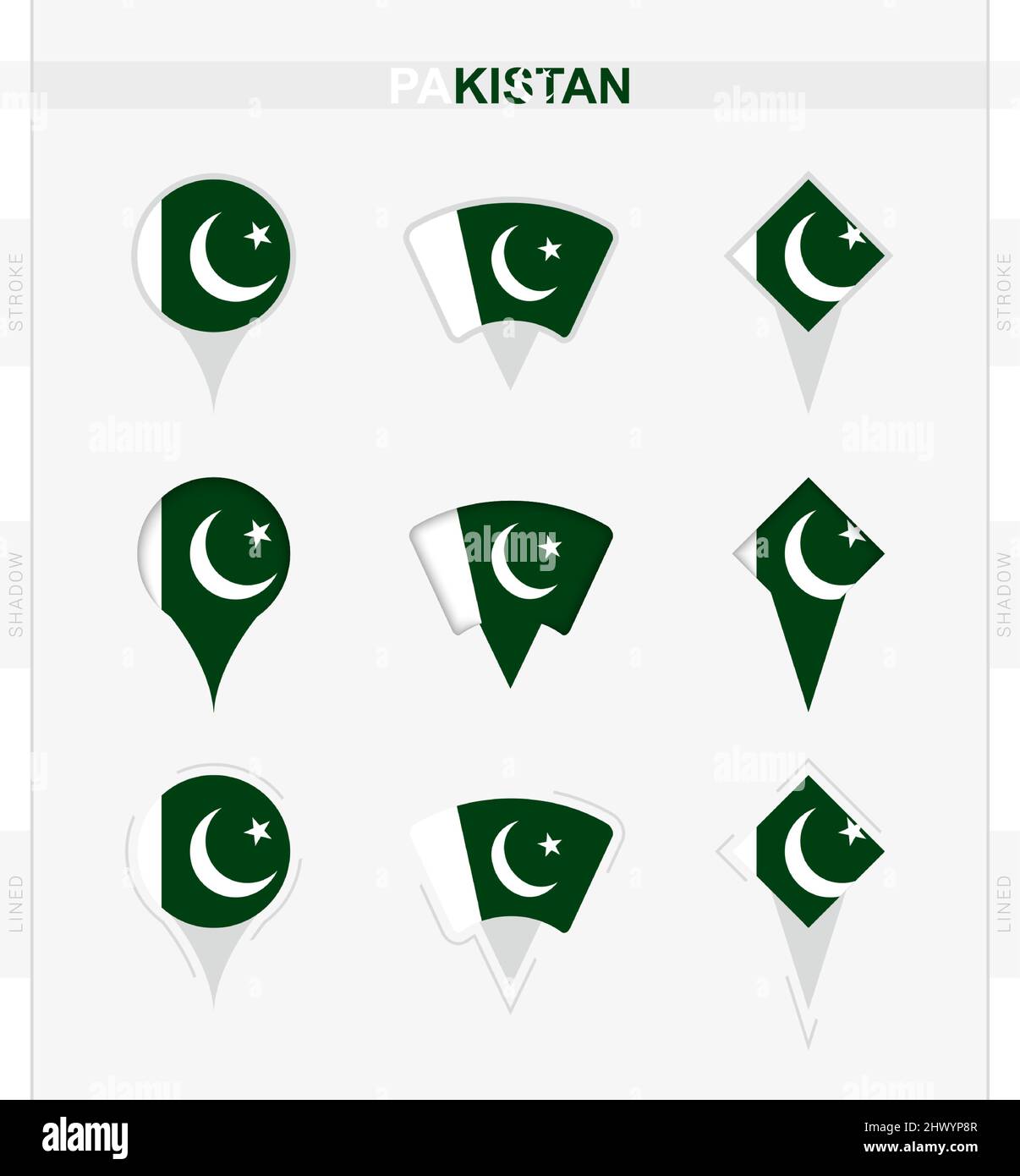 Pakistan flag, set of location pin icons of Pakistan flag. Vector ...