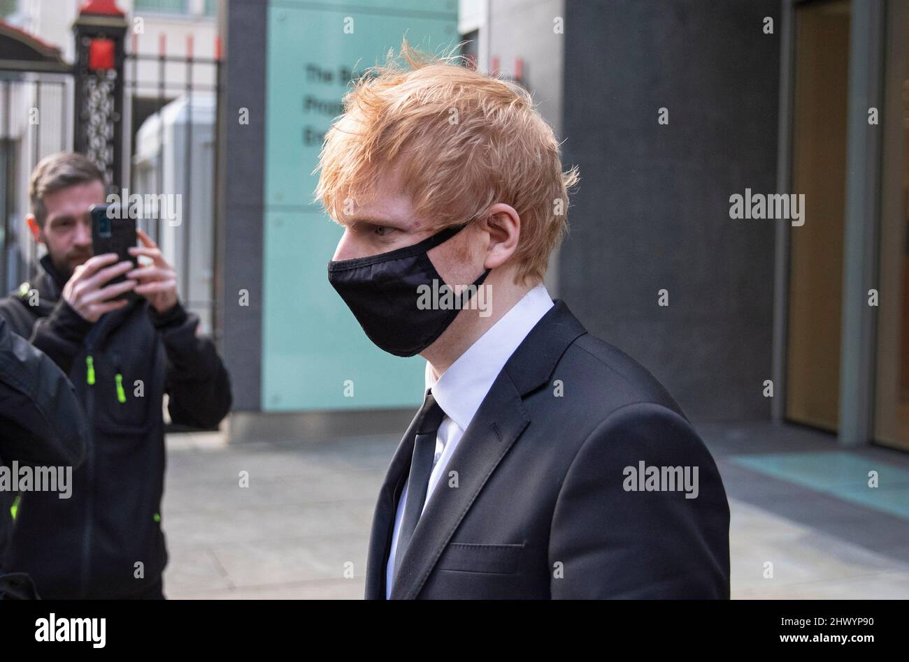 Ed Sheeran leaves the Rolls Building, High Court in central London ...