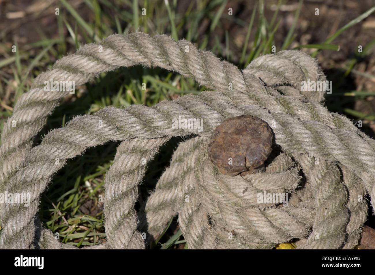 Coiled Rope Towpath River Stort Harlow Essex Stock Photo - Alamy