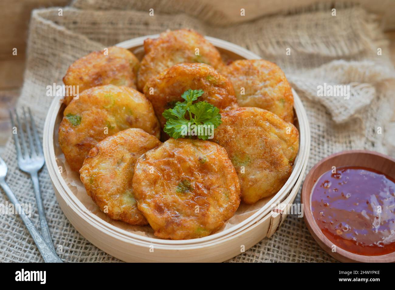 Indonesian food : Perkedel is fried patties, made of ground potatoes ...