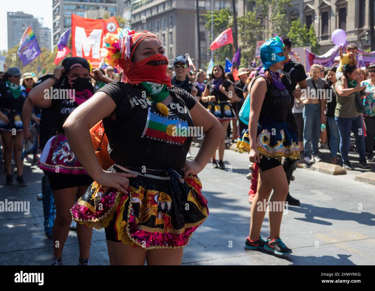 Women dancing at International Women's Day 8M Strike - Santiago, Chile ...