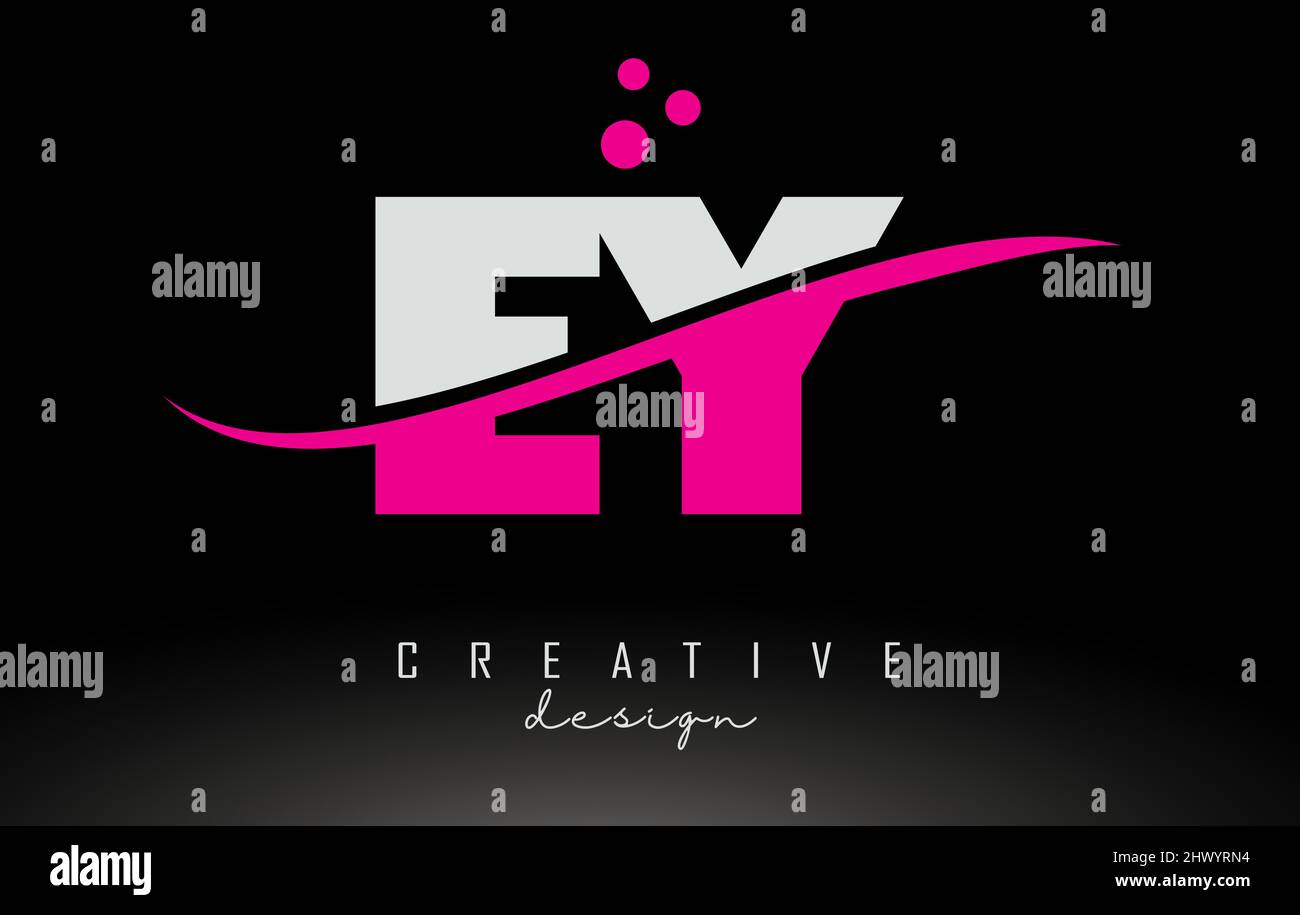 EY E Y white and pink Letter Logo with White Swoosh, dots and curved ...