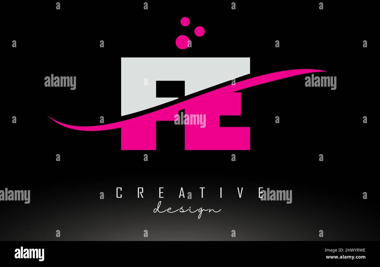 FE F E white and pink Letter Logo with White Swoosh, dots and curved ...