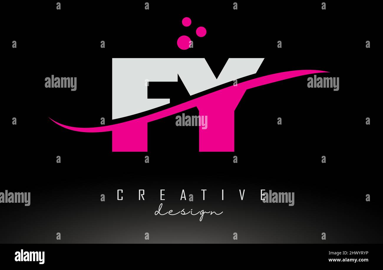 FY F Y white and pink Letter Logo with Swoosh and Curved Lines Stock ...