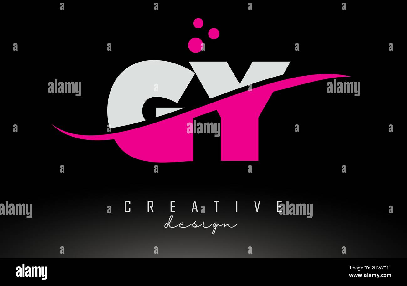 GY G Y white and pinkw Letter Logo with Swoosh and Curved Lines Stock ...
