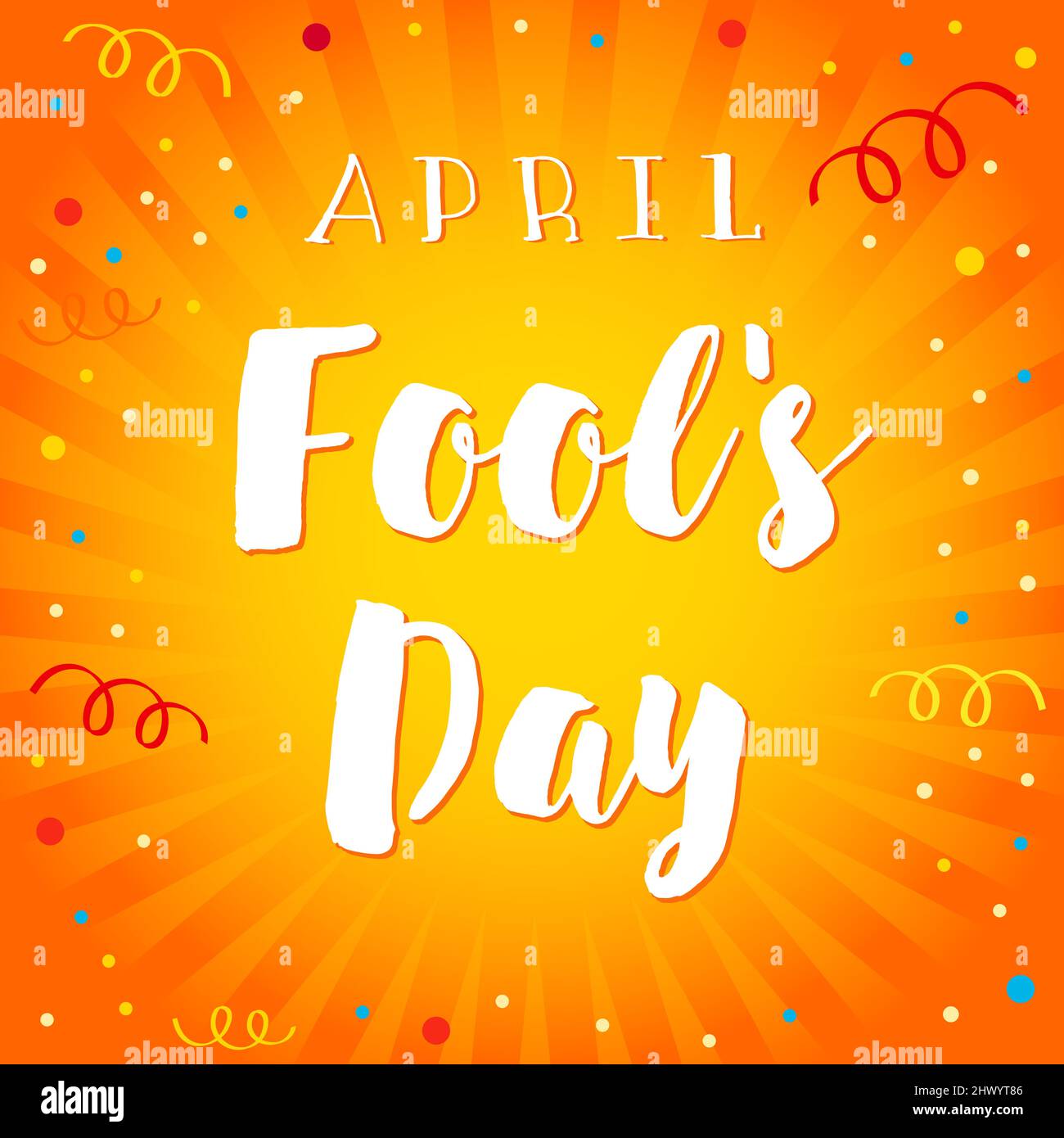 Happy April Fool's Day congrats. Yellow greeting card with text ...