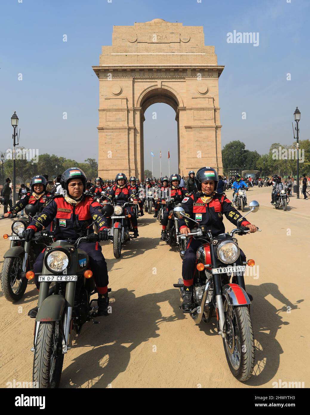 New Delhi, India, 08/03/2022, Indian Border Security Force (BSF) flags ...