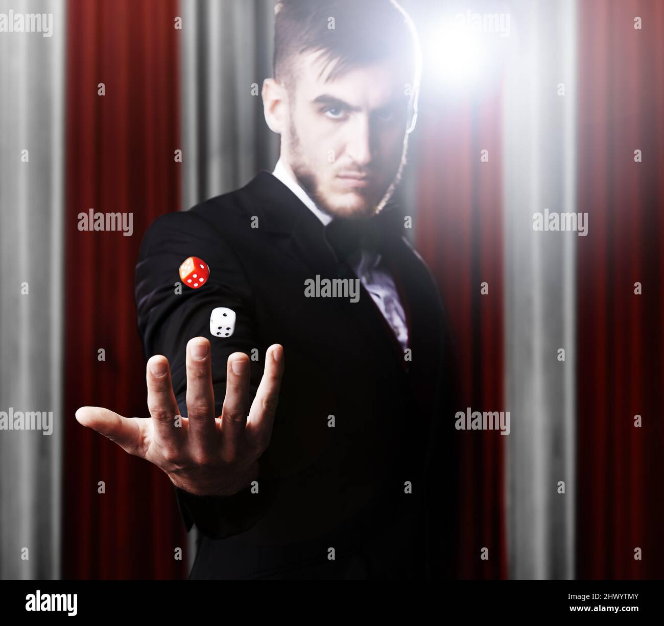 Slight of hand. Shot of a magician at a carnival performance Stock ...