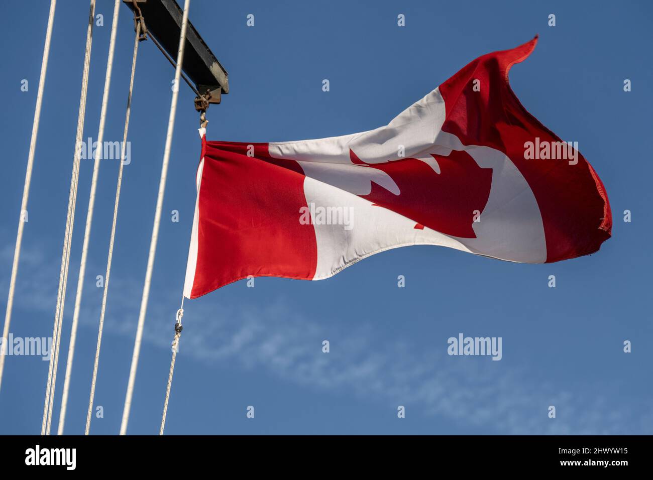 Canadian Flag on a BC Ferry from Nanaimo (Departure Bay) to Vancouver ...
