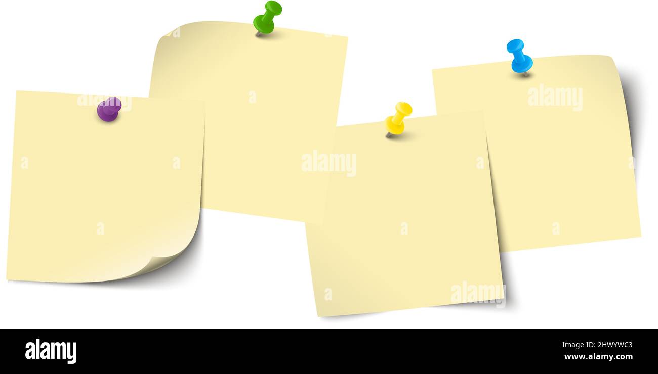 eps vector illustration with business little sticky notes in a row with ...