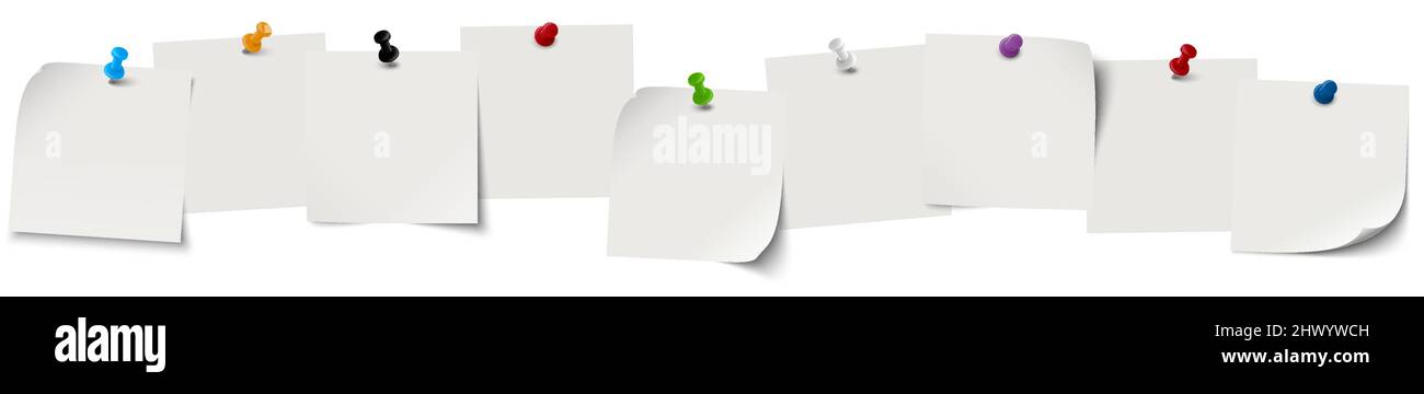 eps vector illustration with business little sticky notes in a row with ...