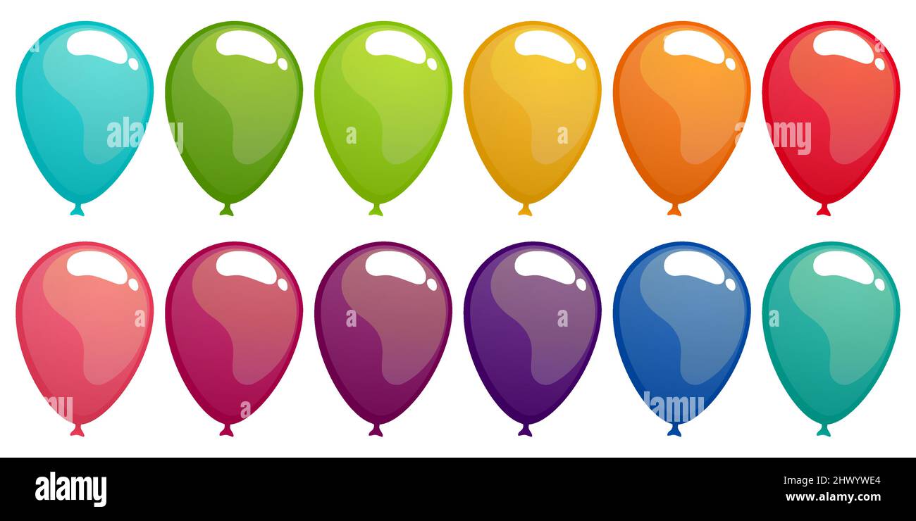 eps vector illustration collection of 12 different colored flying ...