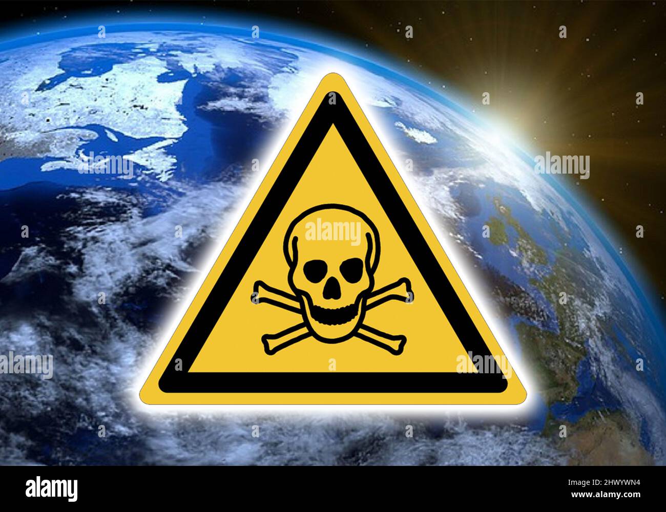 image of the earth plant with the symbol of radioactivity, concept of ...