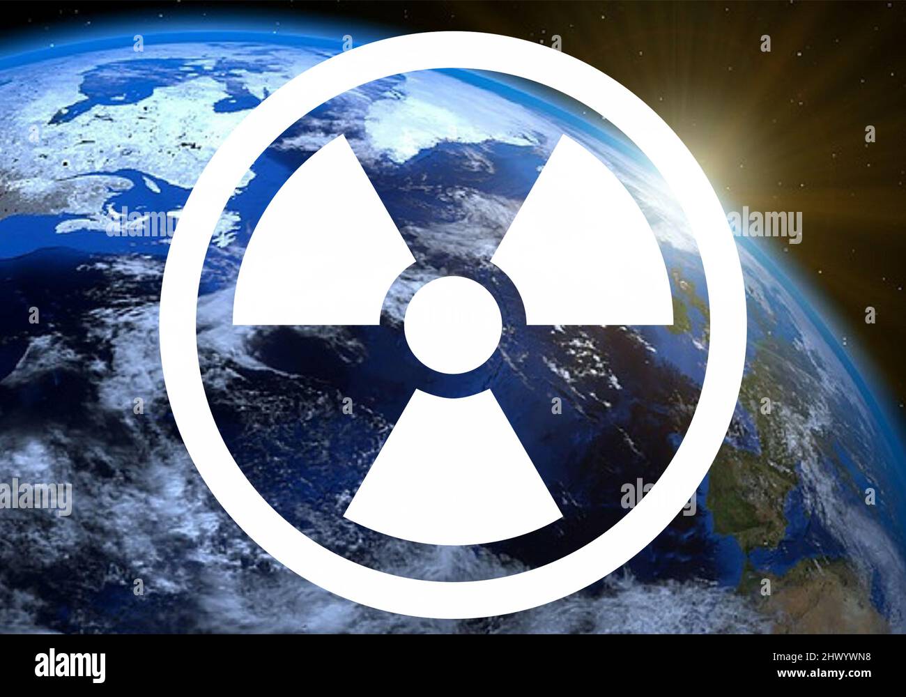 image of the earth plant with the symbol of radioactivity, concept of ...