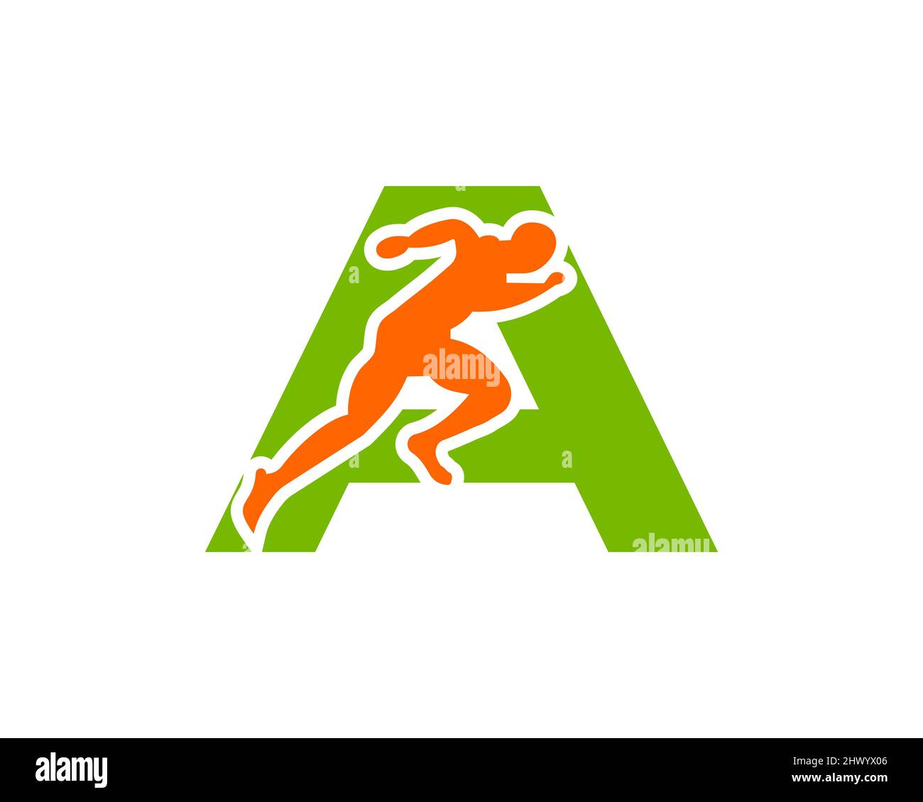 Sport Running Man Front View On Letter A Logo. Running man Silhouette ...