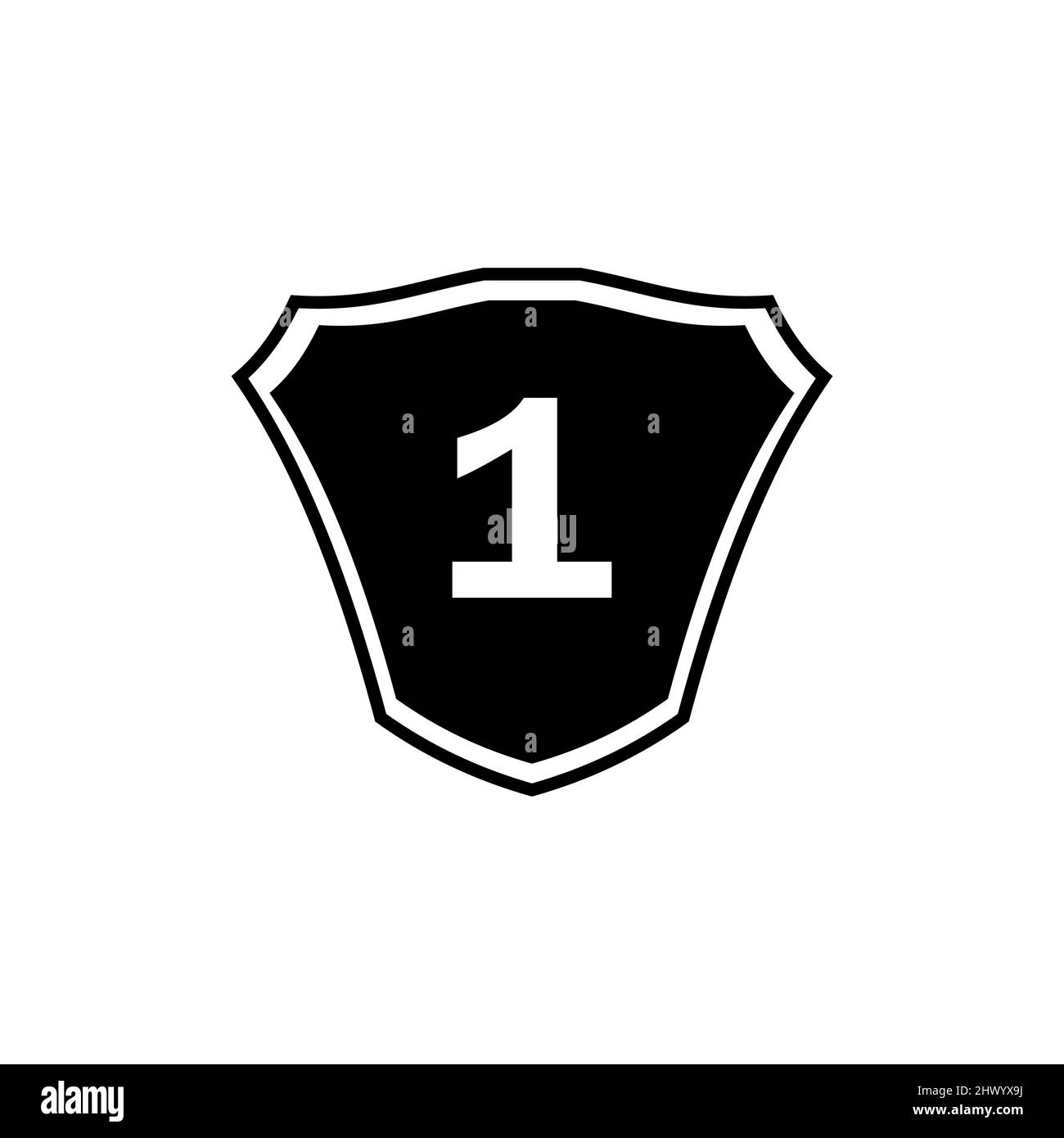 Shield emblem letter 1 logo template. Letter 1 shield logo, Premium ...
