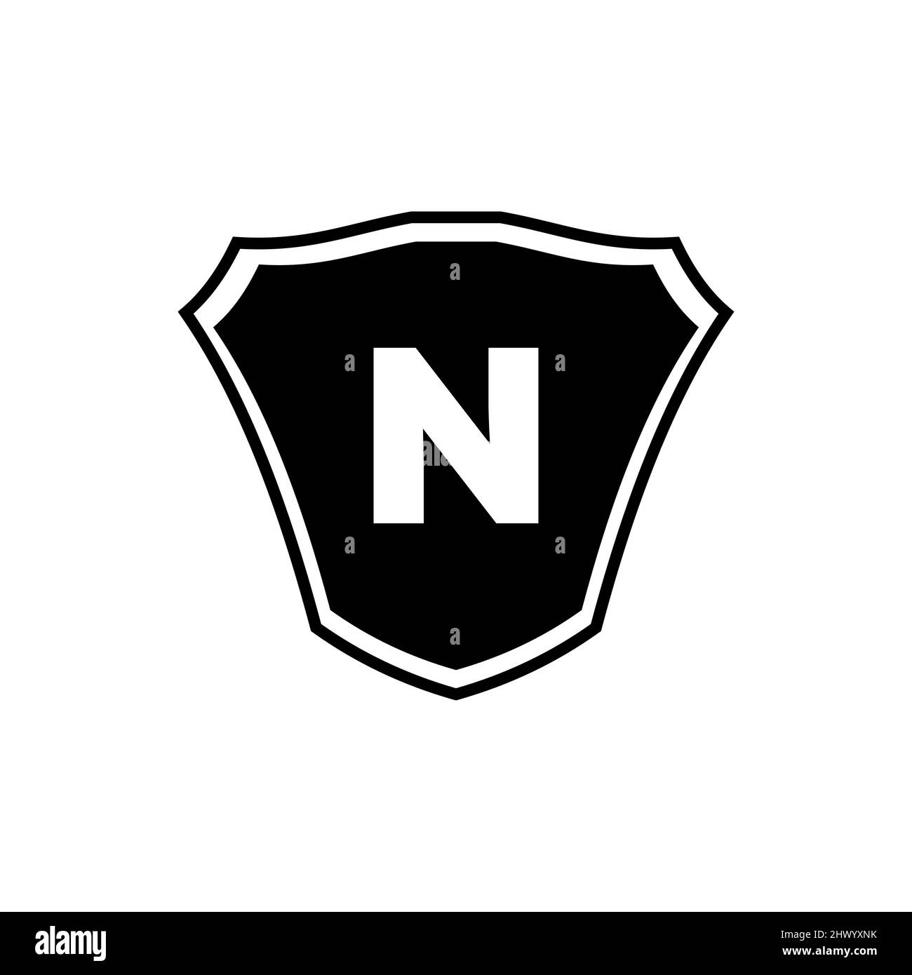 Shield emblem letter N logo template. Letter N shield logo, Premium ...