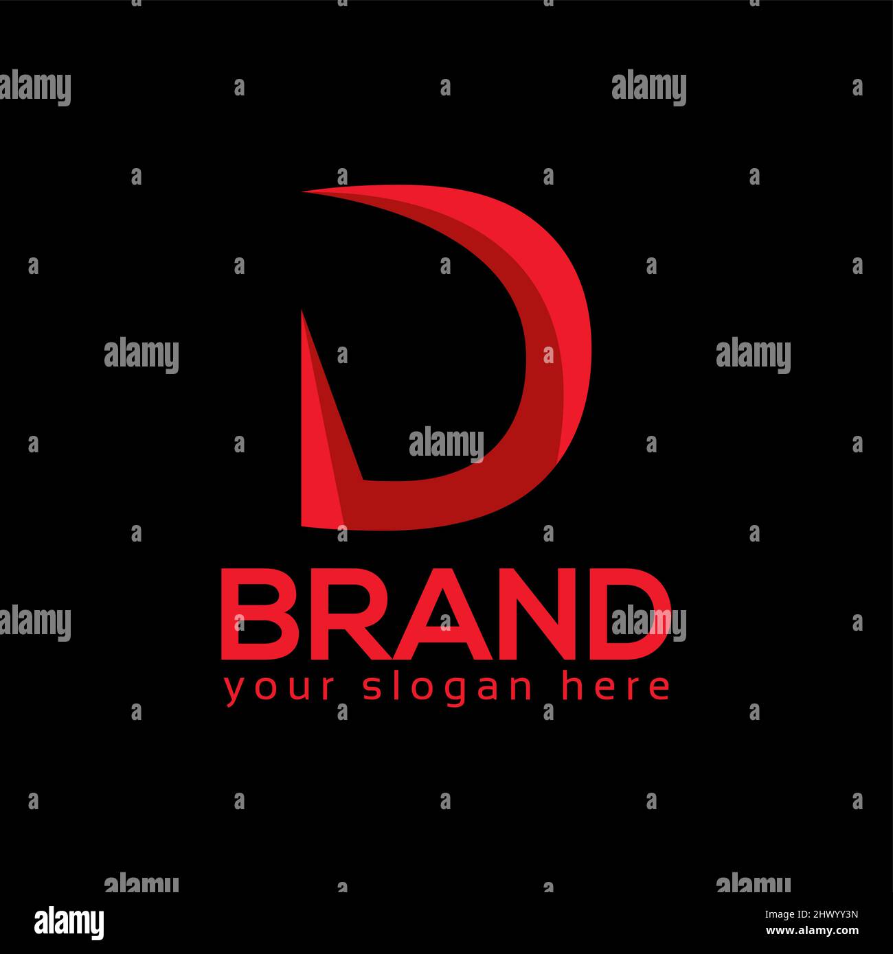 Red D logo vector. Vector Illustration on black background Stock Vector ...