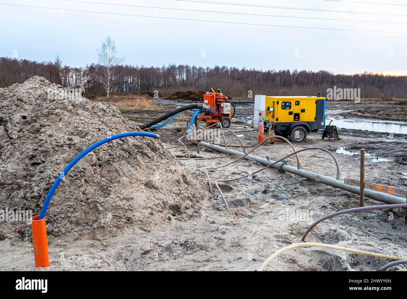 Wellpoint installation to get rid of high groundwater, visible metal ...
