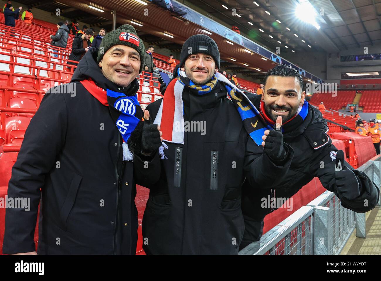 Inter Milan fans arrive at Anfield Stock Photo - Alamy