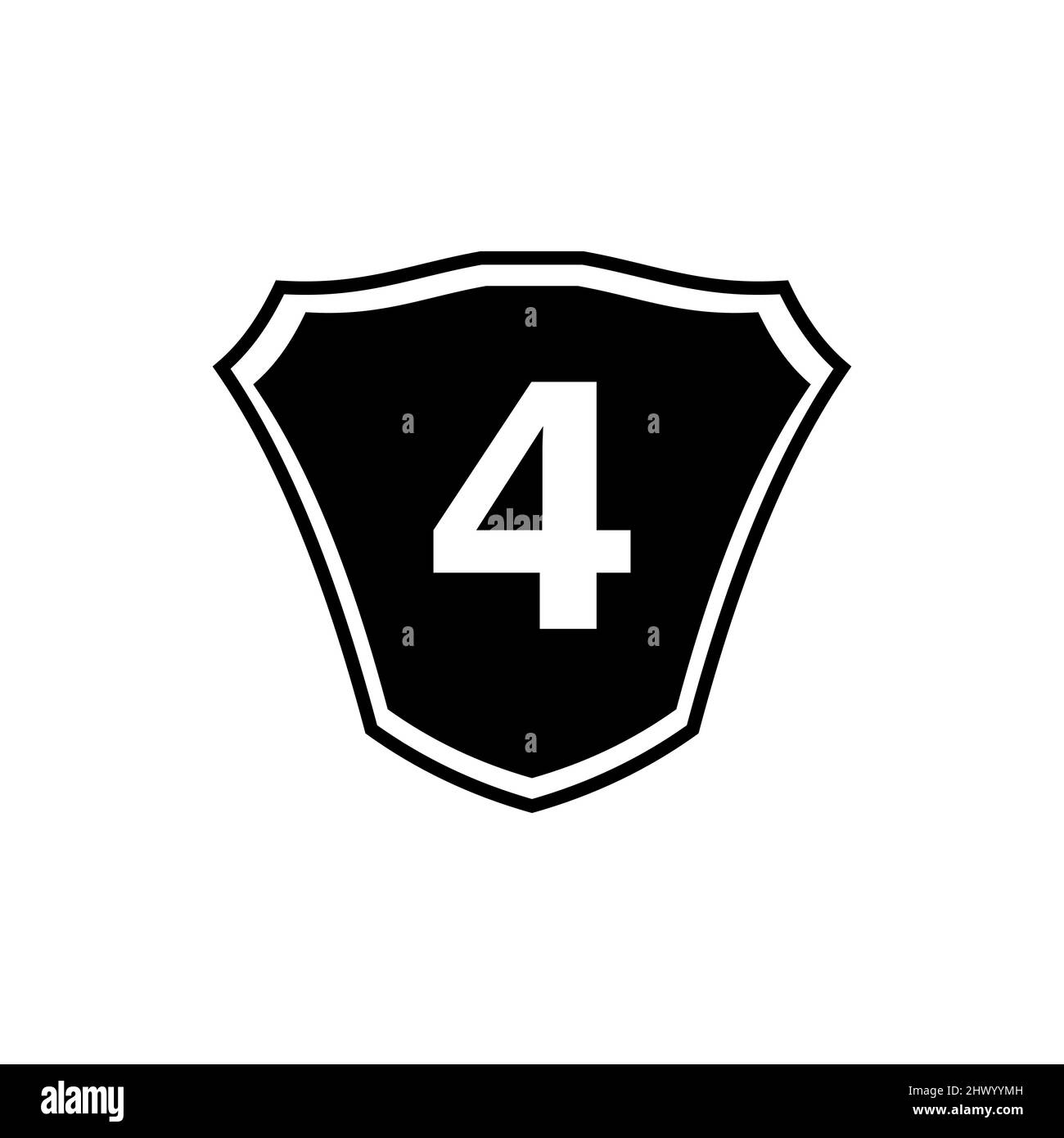 Shield emblem letter 4 logo template. Letter 4 shield logo, Premium ...