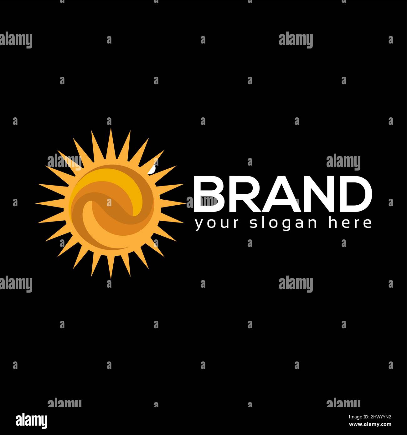 Sun logo vector. Flat design. Vector Illustration on black background ...