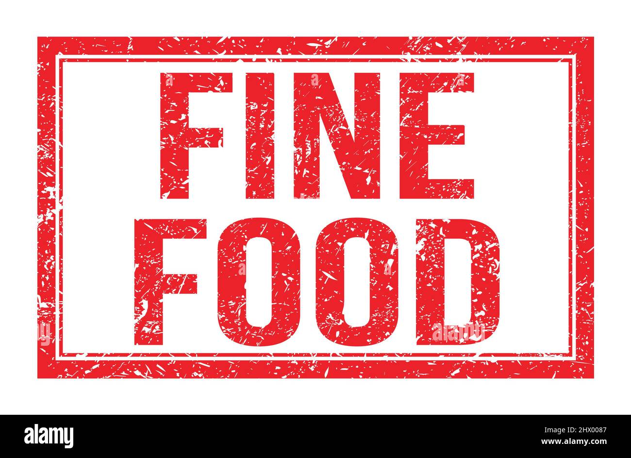 FINE FOOD, words written on red rectangle stamp sign Stock Photo - Alamy