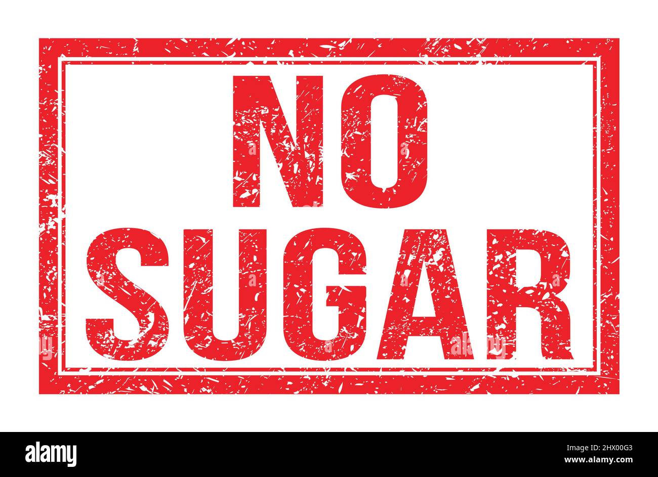 NO SUGAR, words written on red rectangle stamp sign Stock Photo - Alamy