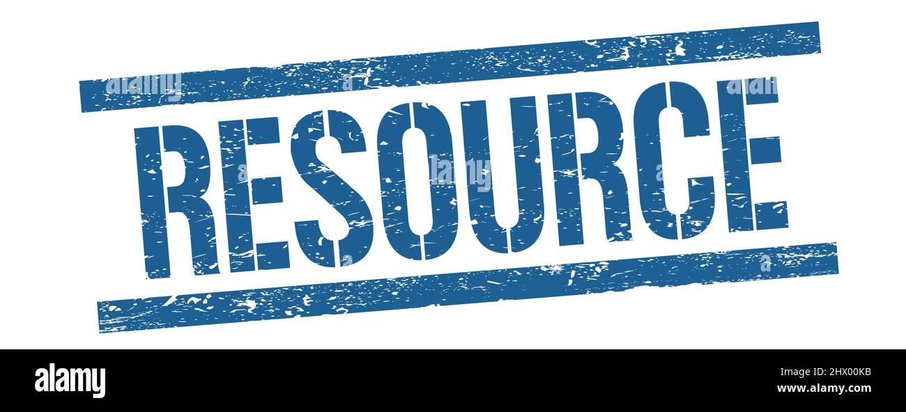 RESOURCE text on blue grungy lines stamp sign Stock Photo - Alamy