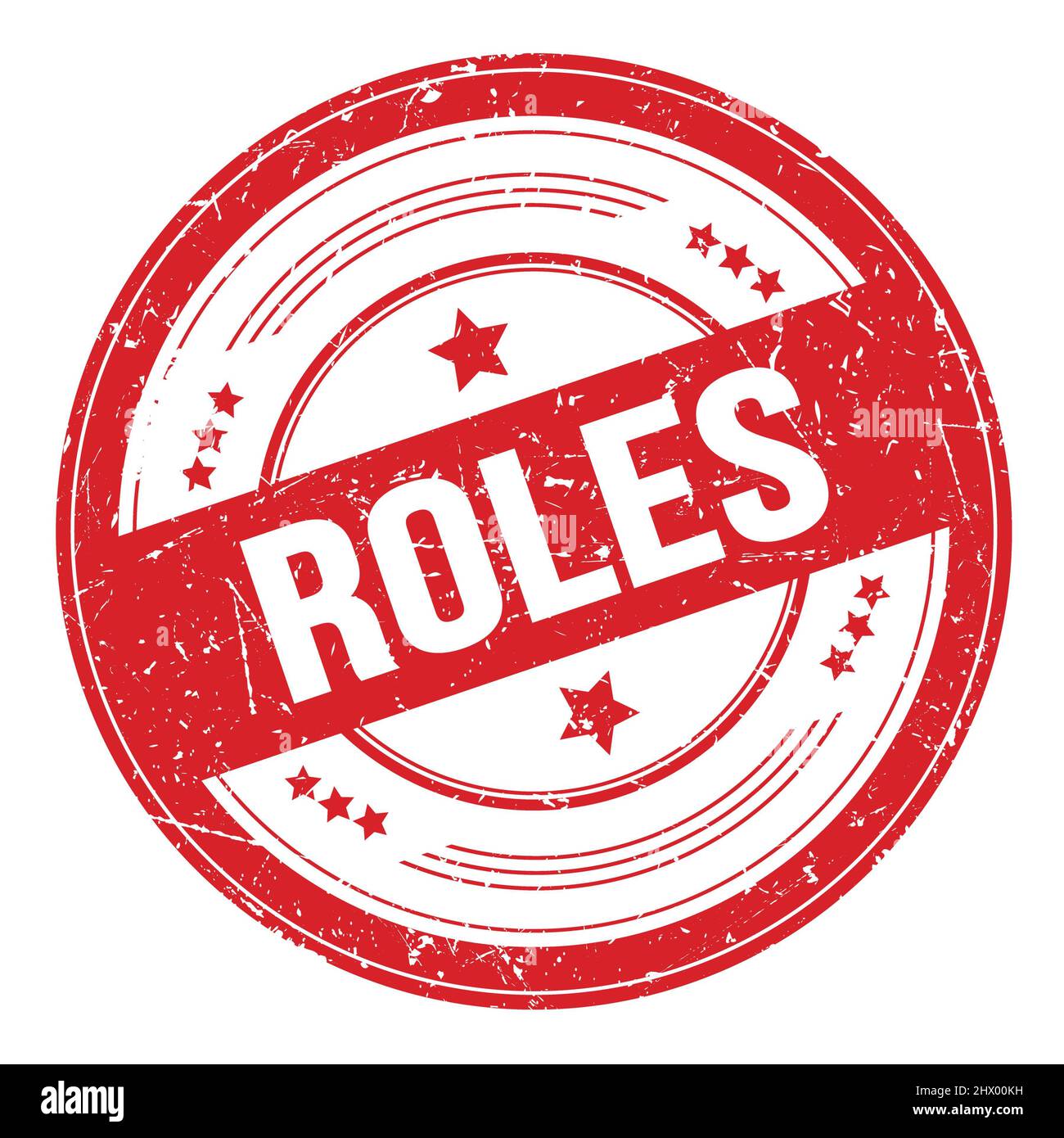 ROLES text on red round grungy texture stamp Stock Photo - Alamy