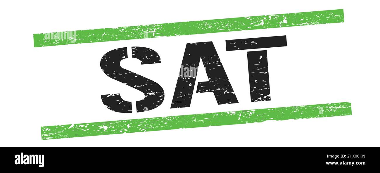 SAT text on black green grungy lines stamp sign Stock Photo - Alamy