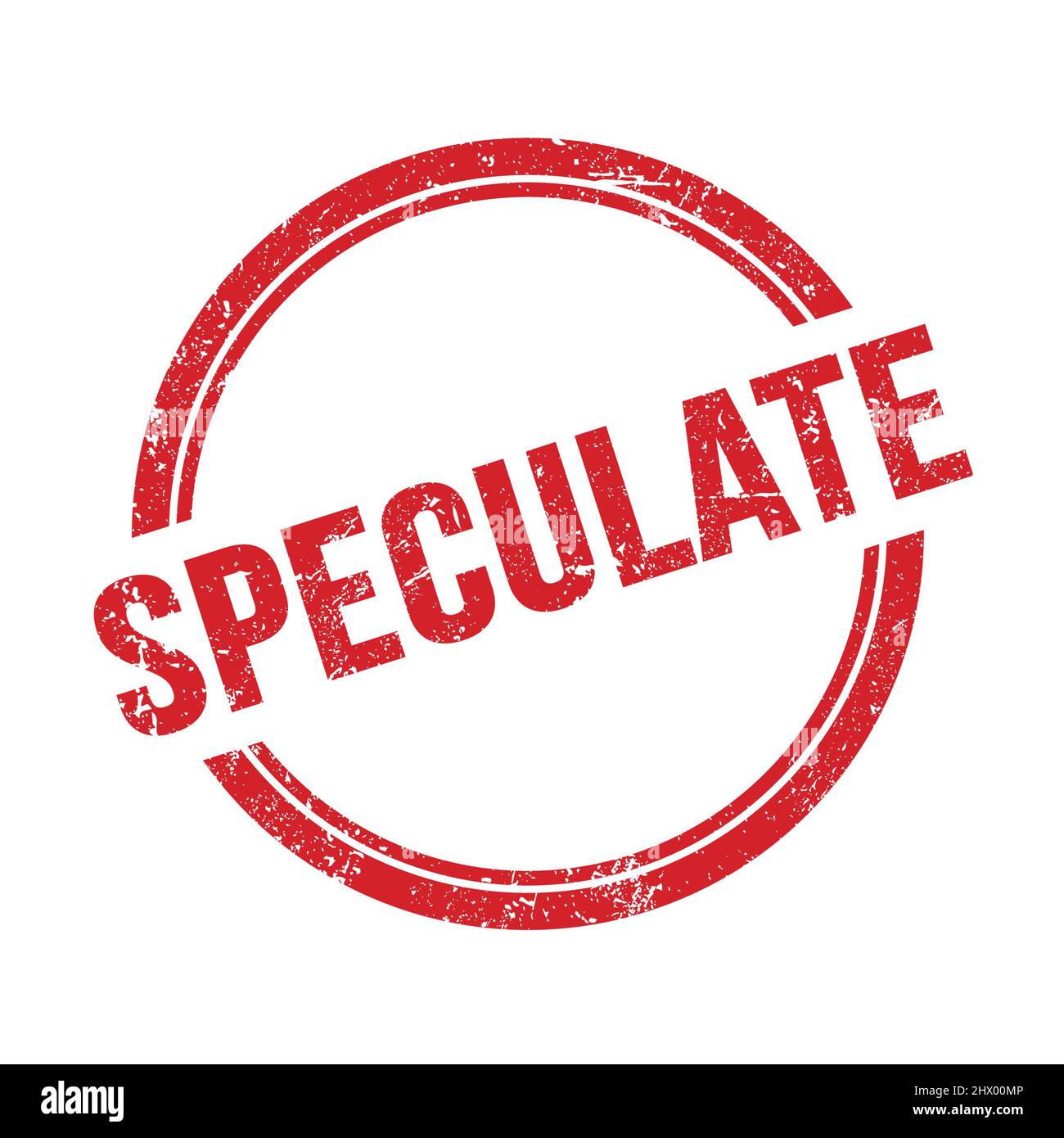SPECULATE text written on red grungy vintage round stamp Stock Photo ...