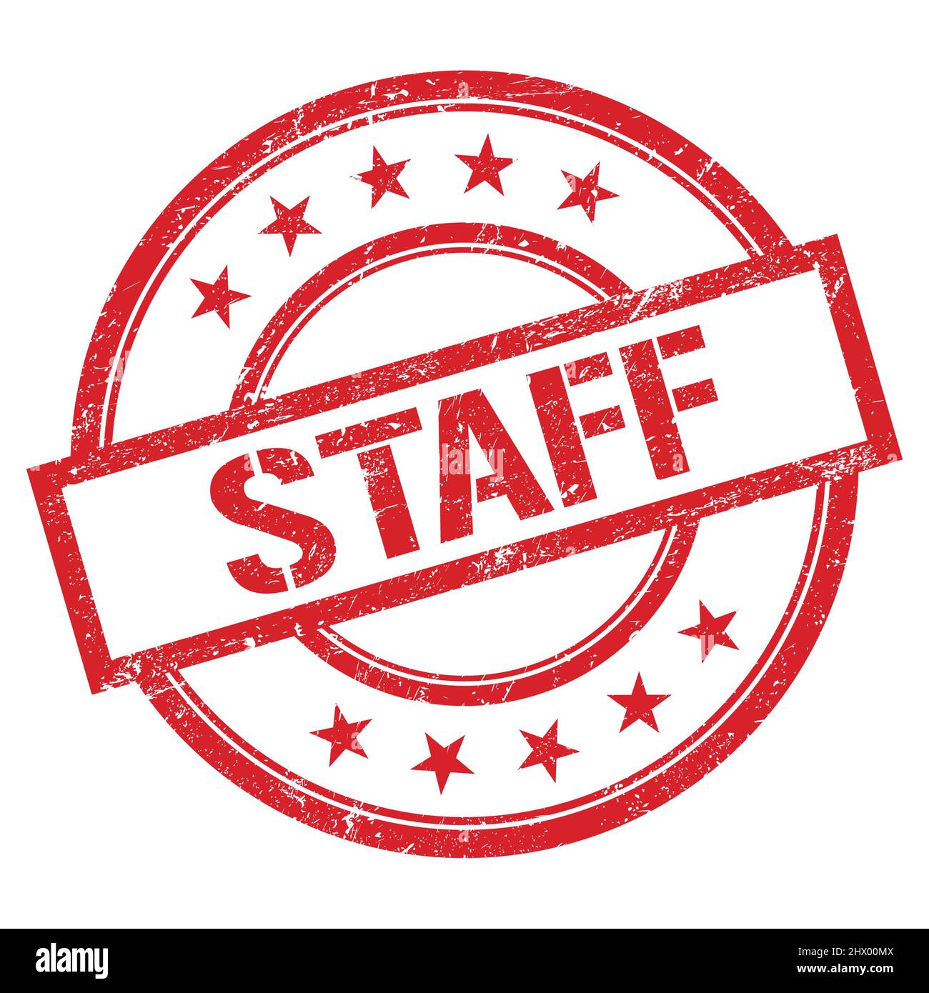 STAFF text written on red round vintage rubber stamp Stock Photo - Alamy