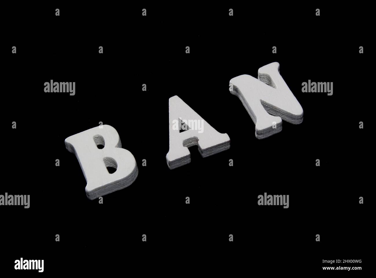 Word Ban, black and white.. The concept of blocking, locking Stock ...